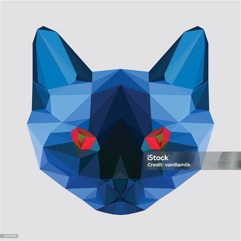 브라이트 블루 채색기법 추상적임 다각형 샴고양이 배경기술 가리기에 대한 스톡 벡터 아트 및 기타 이미지 가리기 갈고리 발톱