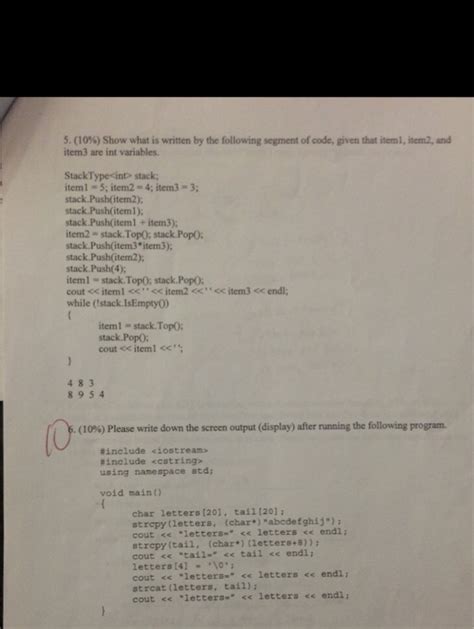 Solved Show What Is Written By The Following Segment Of