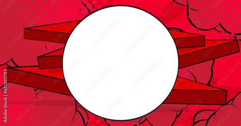 Cartoon Vector Pop Art Comics Background Blank Circle Shape On Comic