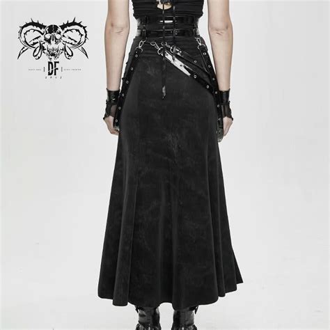 Tokyo Underground Gothic Black Women Half Skirts With Japanese Slit