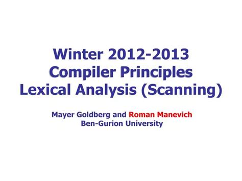 PPT Winter Compiler Principles Lexical Analysis Scanning PowerPoint Presentation