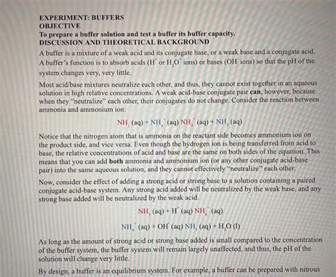 Solved Experiment Buffers Objective To Prepare A Buffer