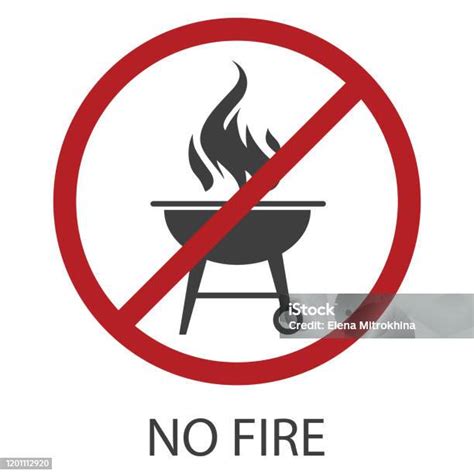 화재 아이콘이 없습니다 간단한 평면 스타일의 금지 기호 빨간 원을 교차 불타는 불꽃이 있는 그릴의 실루엣 흰색 배경에 격리된 디자인 및 웹용 벡터 그림입니다 굽기에 대한