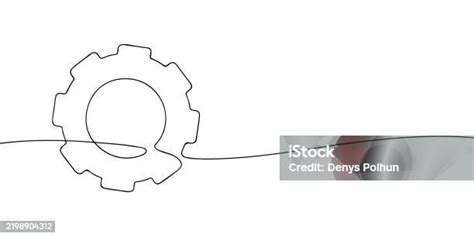 기어의 단일 선 그리기 연속 라인 기어 휠 아이콘입니다 한 줄 아이콘입니다 벡터 일러스트 레이 션 개념에 대한 스톡 벡터 아트 및 기타 이미지 Istock
