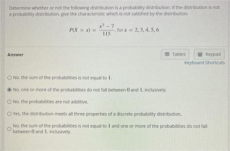 Solved Determine Whether Or Not The Following Distribution Chegg