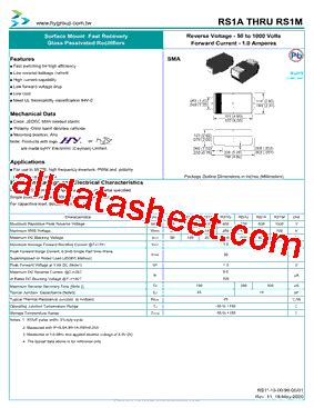 RS1G Datasheet(PDF) - HY ELECTRONIC CORP.
