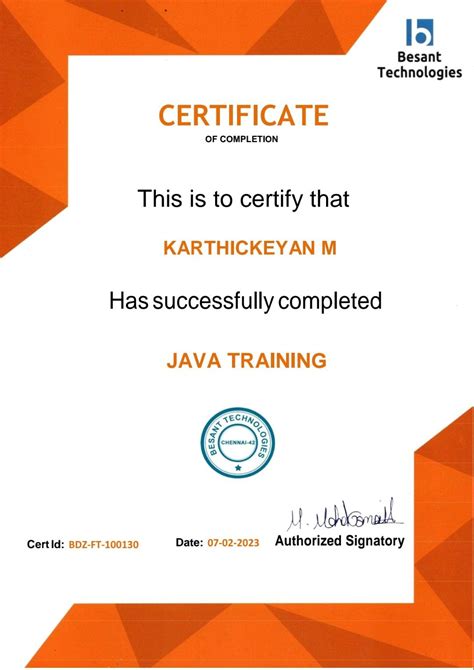 karthickeyan murugan on linkedin succesfully completed my java certification training from besant…