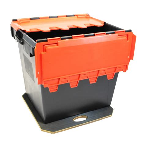 Attached Lid Containers At336104 At165bkre Plastic Crate
