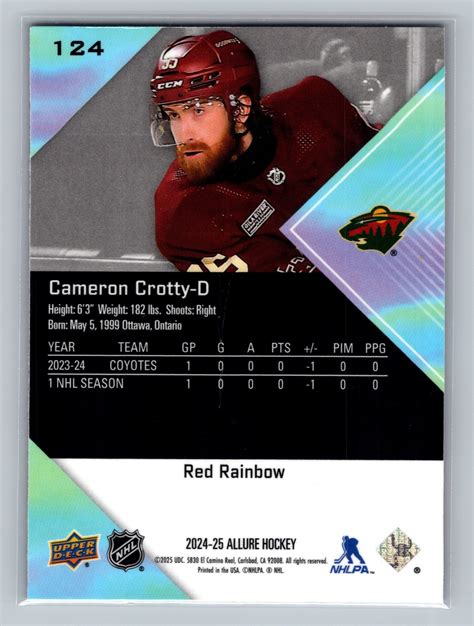 2024 25 Upper Deck Allure Rookies Cameron Crotty 124 Red Rainbow Rc