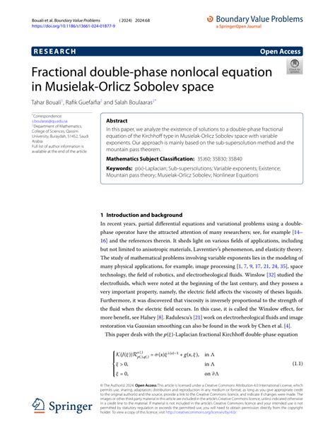 Pdf Fractional Double Phase Nonlocal Equation In Musielak Orlicz