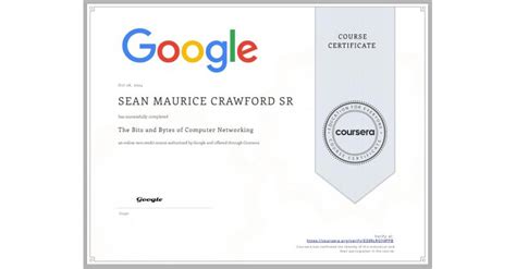Sean M Crawford Sr On Linkedin Completion Certificate For The Bits And Bytes Of Computer