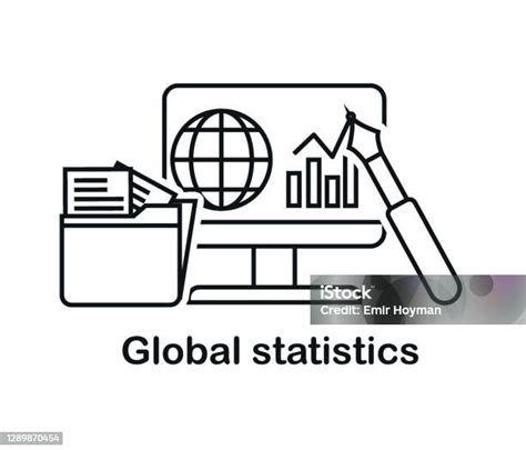글로벌 통계 컴퓨터 화면 데이터 분석 스마트 장치 및 화면에 글로벌 표준 텍스트가 있는 벡터 일러스트 디자인 템플릿입니다 기업 마케팅 또는 다양한 벡터 일러스트레이션을 위한