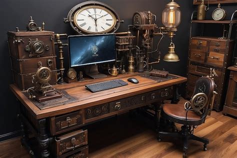Premium Photo Victorian Steampunk Desk Setup