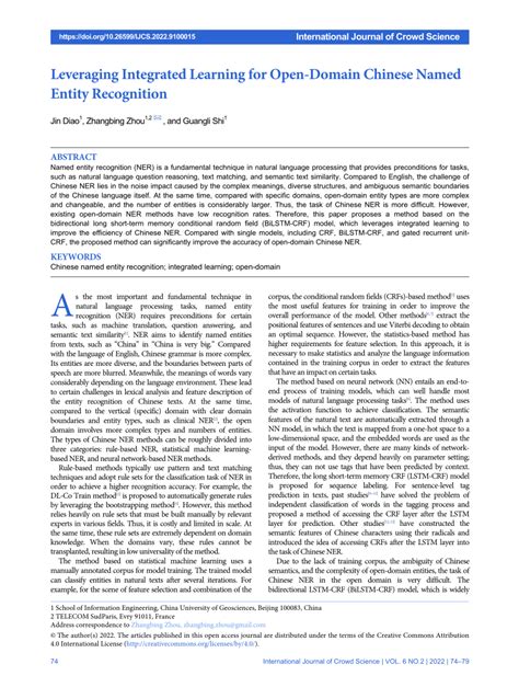 Pdf Leveraging Integrated Learning For Open Domain Chinese Named