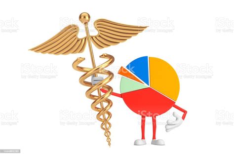 정보 그래픽 비즈니스 파이 차트 캐릭터 골든 의료 카두세우스 기호를 가진 사람 3d 렌더링 개념에 대한 스톡 사진 및 기타 이미지 Istock