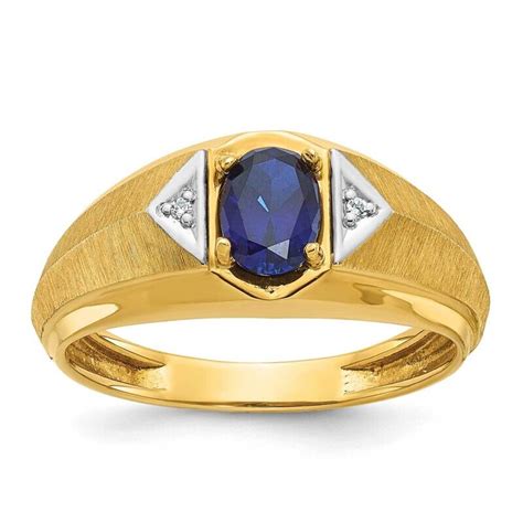 Ibgoodman Mens Crsapphire Diamond Satin Complete Ring 10k Gold B57748