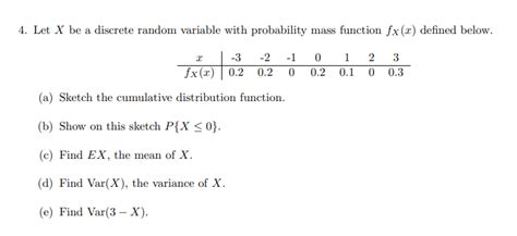 Solved 4 Let X Be A Discrete Random Variable With