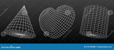 3d Outline Wireframe Geometric Shapes Stock Illustration Illustration Of Futuristic Design