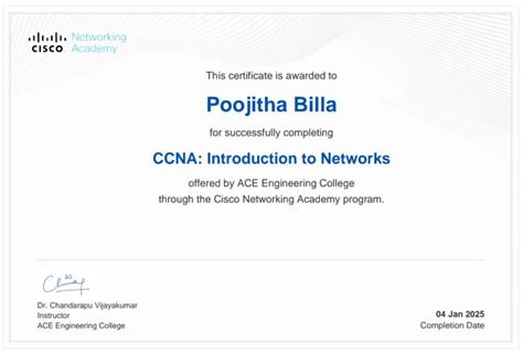 Networking Ccna Cisconetworkingacademy Learningneverstops… Poojitha Billa