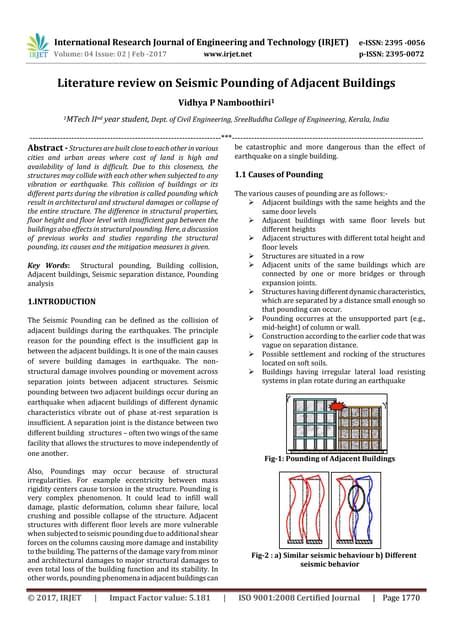 Literature Review On Seismic Pounding Of Adjacent Buildings Pdf