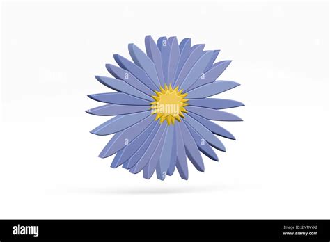 Three Dimensional Graphics Of Purple Daisy Isolated On A White Background 3d Render Stock