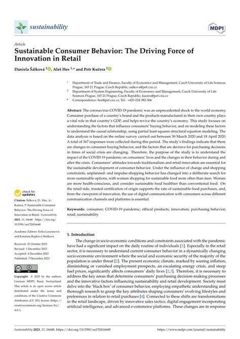 Pdf Sustainable Consumer Behavior The Driving Force Of Innovation In