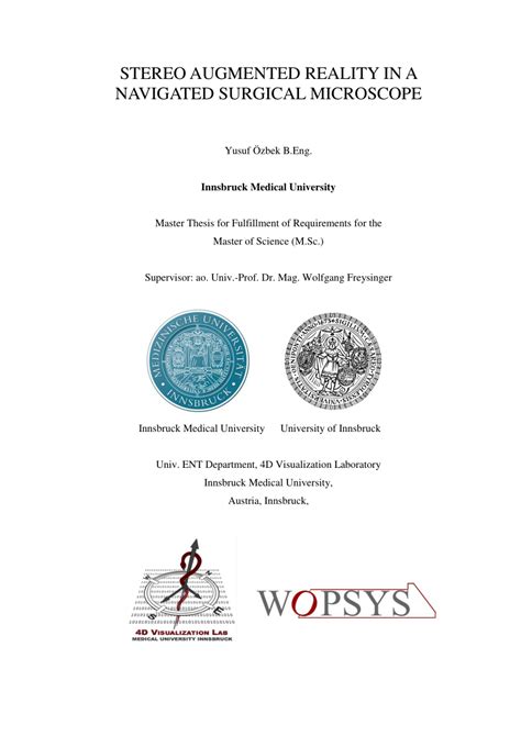 Pdf Stereo Augmented Reality In A Navigated Surgical Microscope Aroscope