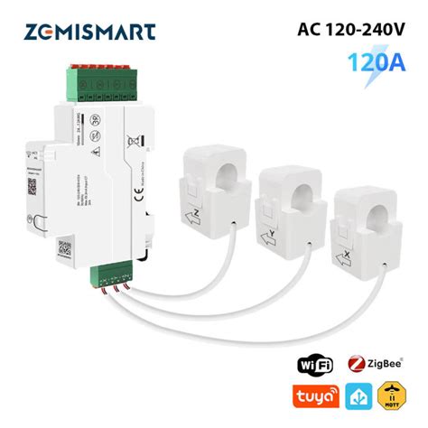 Zemismart A Smart Din Rail Energy Meter Zigbee WiFi Phase Power Monitor With Split Core CTs
