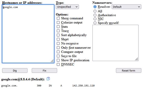Online DNS Lookup Using Dig Web Interface