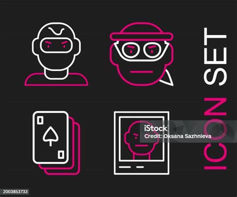 세트 라인 구함 포스터 카드 놀이 도둑과 도둑 마스크 아이콘 벡터 개척시대의 서부에 대한 스톡 벡터 아트 및 기타 이미지 개척시대의 서부 경찰관 군사 Istock