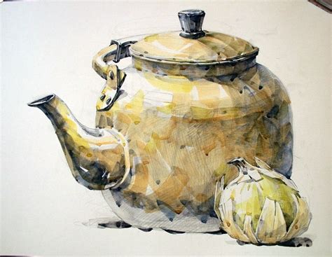 기초정물수채화 주전자와 양파 수채화정 캔트지 네이버 블로그 정물 초등학교 미술 수채화