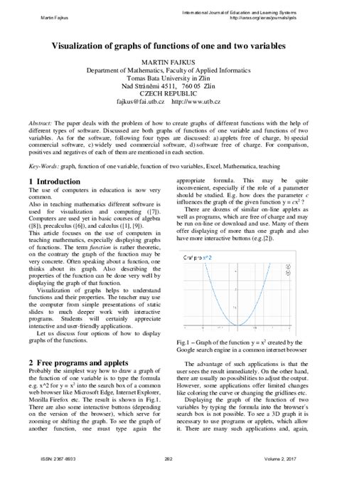 Pdf Visualization Of Graphs Of Functions Of One And Two Variables