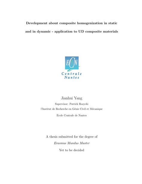 Pdf Development About Composite Homogenization In Static And In