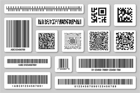 제품 바코드 및 Qr 코드 집합입니다 식별 추적 코드입니다 일련 번호 디지털 정보가있는 제품 Id 상점 이나 슈퍼마켓 스캔 라벨 가격 태그 벡터 일러스트레이션 Qr코드에