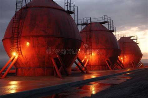 Close Up Of Molten Salt Energy Storage Tanks Stock Illustration