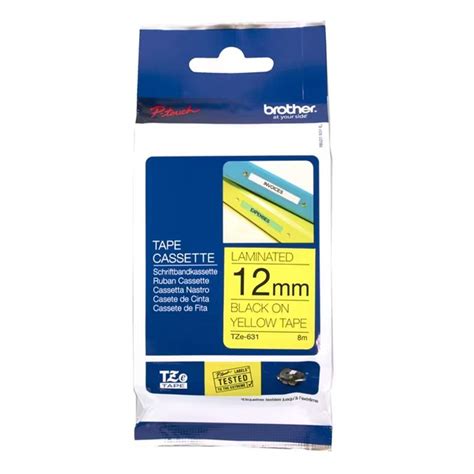Brother TZE 631 Tape Labelling Black On Yellow 12mm X 8m Winc