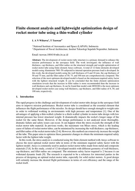 Pdf Finite Element Analysis And Lightweight Optimization Design Of