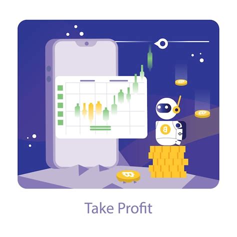 Premium Vector Take Profit Concept A Cheerful Illustration Of A Crypto Trading Bot Executing A