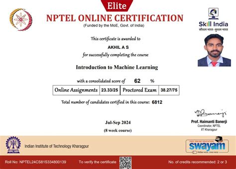 Nptel Machinelearning Ai Certification Lifelonglearning Akhil A S