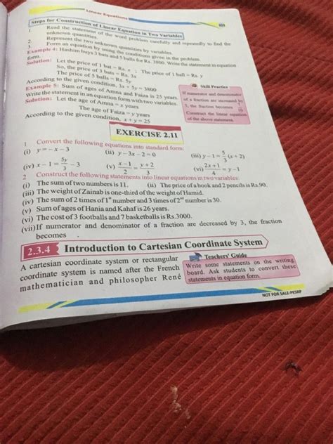 Steps For Construction Of Linear Equation In Two Variables Read T