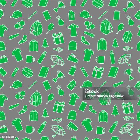 프로모션 제품의 원활한 패턴 흰색 스트로크와 하나의 컬러 선물 모양 머그컵 셔츠 노트북 기프트 박스 모자 키링 트로피 펜 광고 벡터 일러스트를위한 재킷 마케팅에 대한 스톡