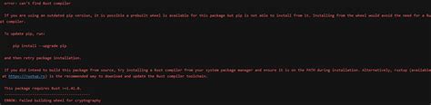 Error Failed Building Wheel For Cryptography · Issue 2977 · Microsoft
