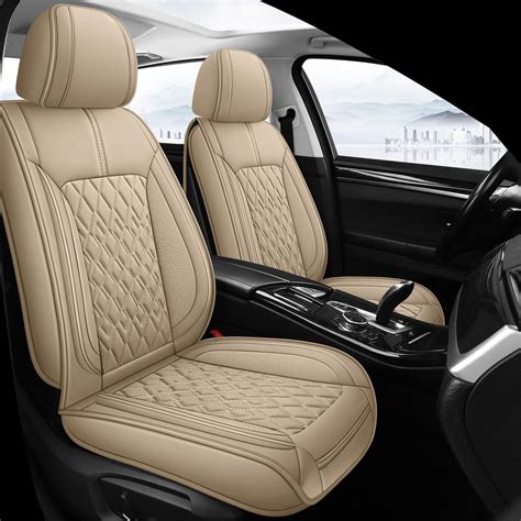 Pariitadin Leather Car Seat Covers Front Pair Waterproof Breathable Faux Leather Automotive