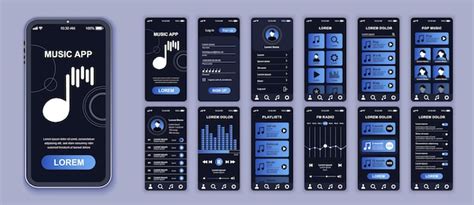 Premium Vector Music Mobile App Interface Screens Template Set Account Login Settings Playlist