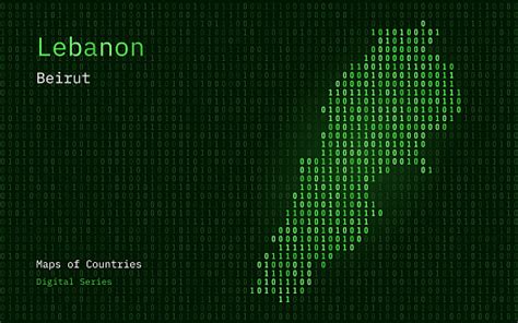 Lebanon Map Shown In Binary Code Pattern Tsmc Blue Matrix Numbers Zero One Stock Illustration