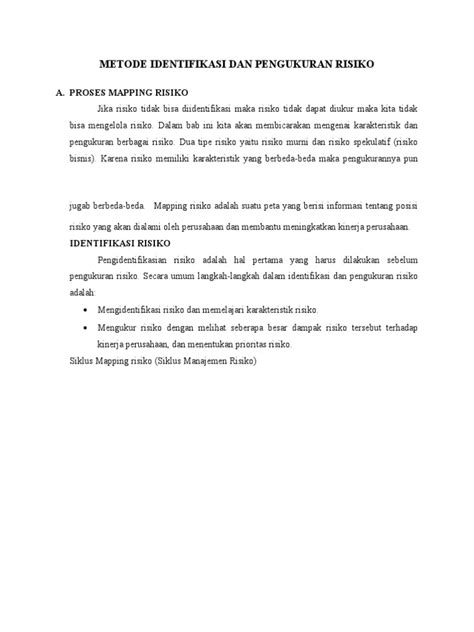 Metode Identifikasi Dan Pengukuran Risiko Pdf