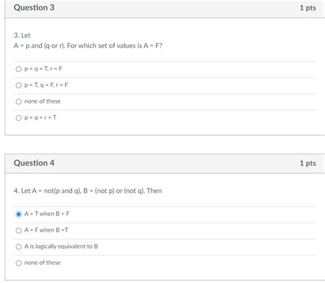 solved 3 let a p and q or r for which set of values is