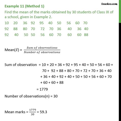 Question 6 Find Mean Of Marks Obtained By 30 Students Examples