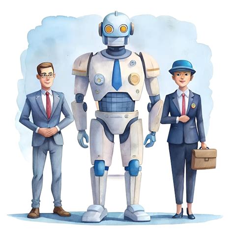 A Humanoid Robot Stands Between Two Compliance Officers Representing The Evolving Role Of Ai In