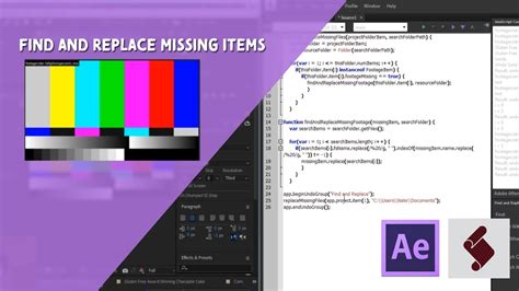 after effects scripting tutorial find and replace missing items youtube